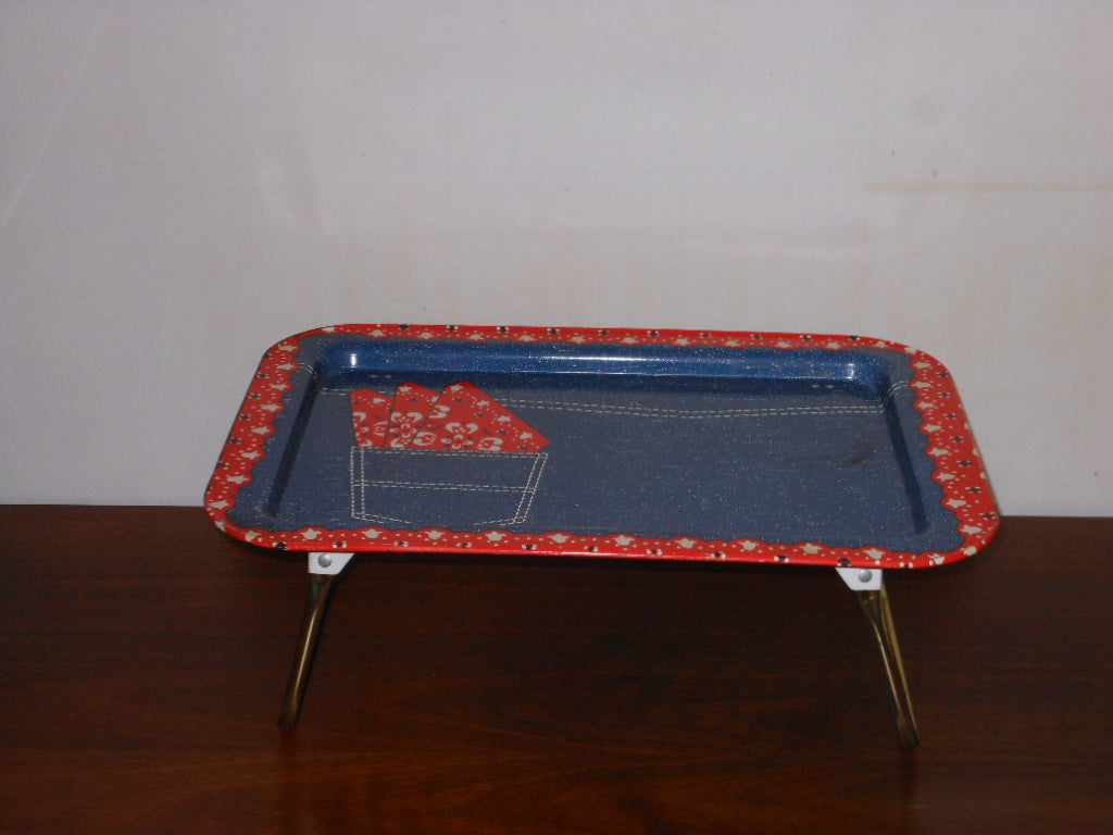 Vintage Blue Jeans Metal TV Tray Retro on 8th